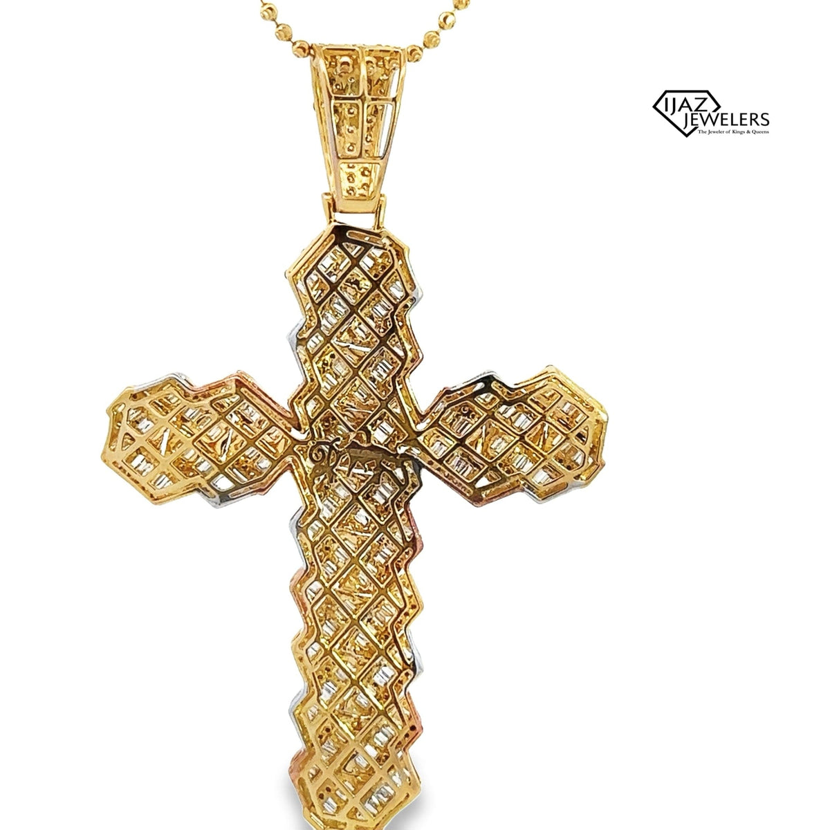 10K Gold Three Tone 5.95 CTW Diamond Cuban Cross – Ijaz Jewelers