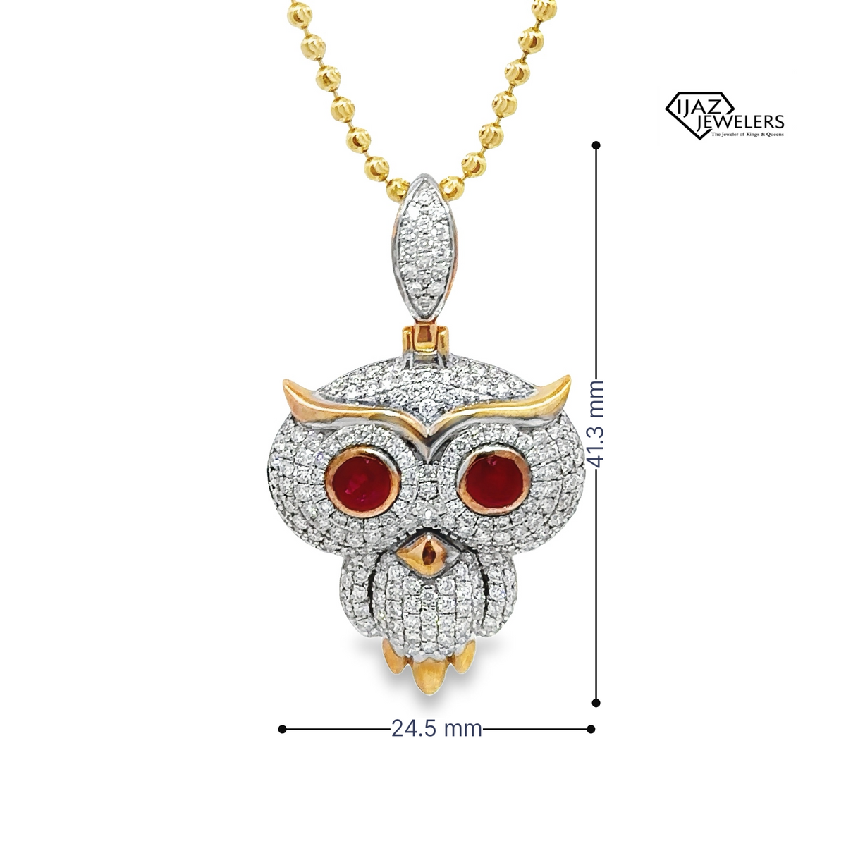 14K Gold Diamond And Ruby Owl Charm – Ijaz Jewelers