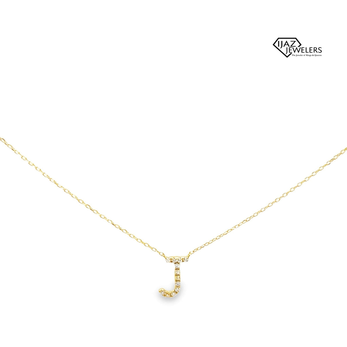 18K Gold Diamond J Charm With Chain – Ijaz Jewelers