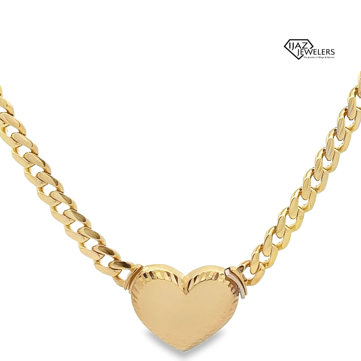 10K Gold Cuban Link Diamond Cut Heart Lock Chain – Ijaz Jewelers