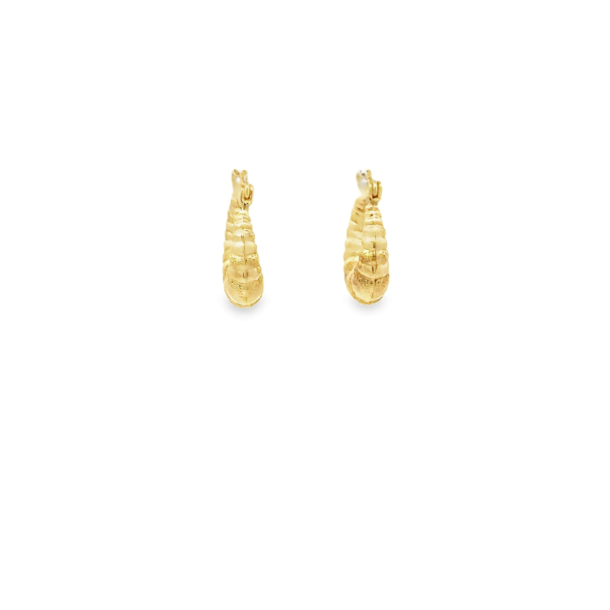 10K Gold Shrimp Hoop Earrings With Diamond Cut And High Polish – Ijaz ...