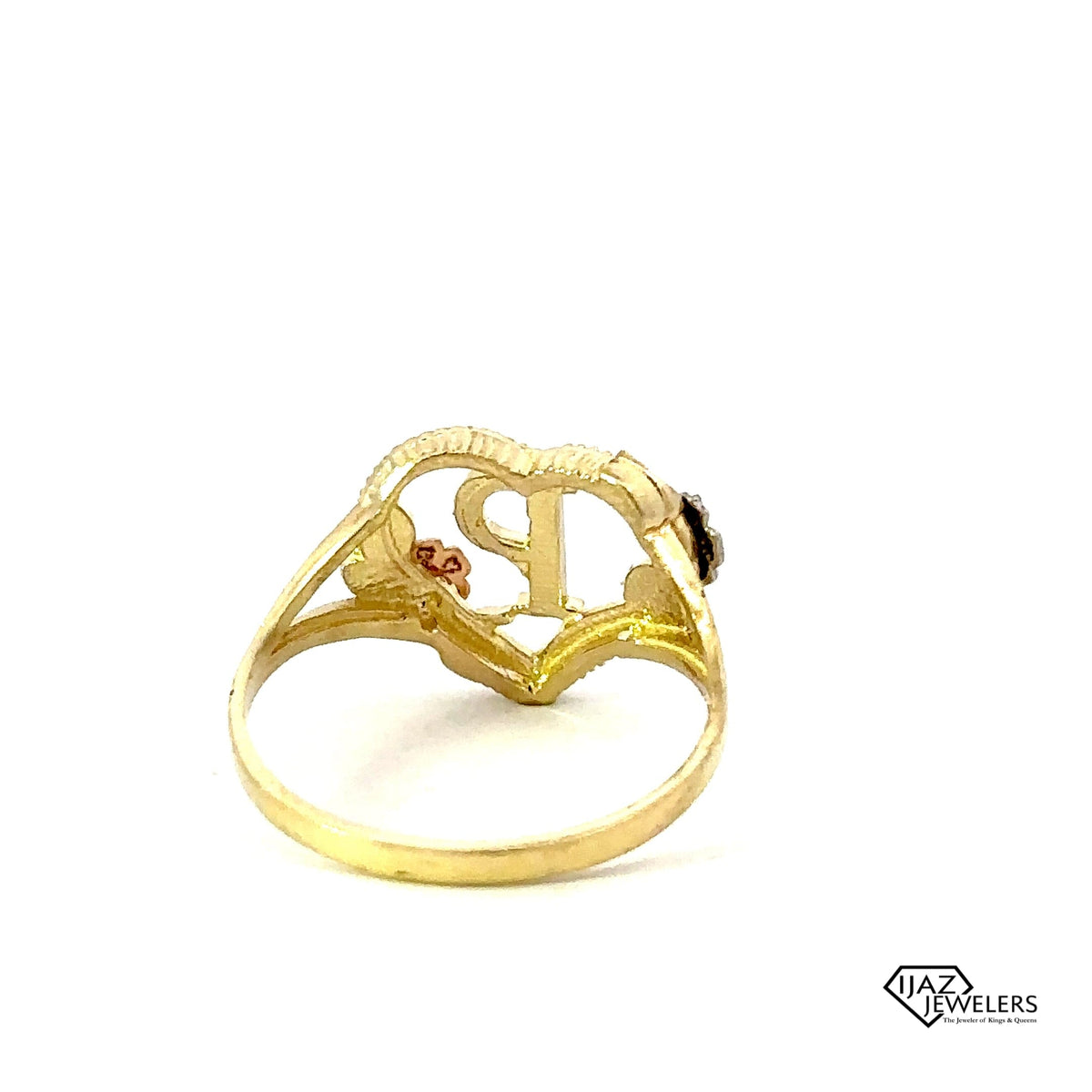 10K Gold Three Tone Heart P Ring – Ijaz Jewelers