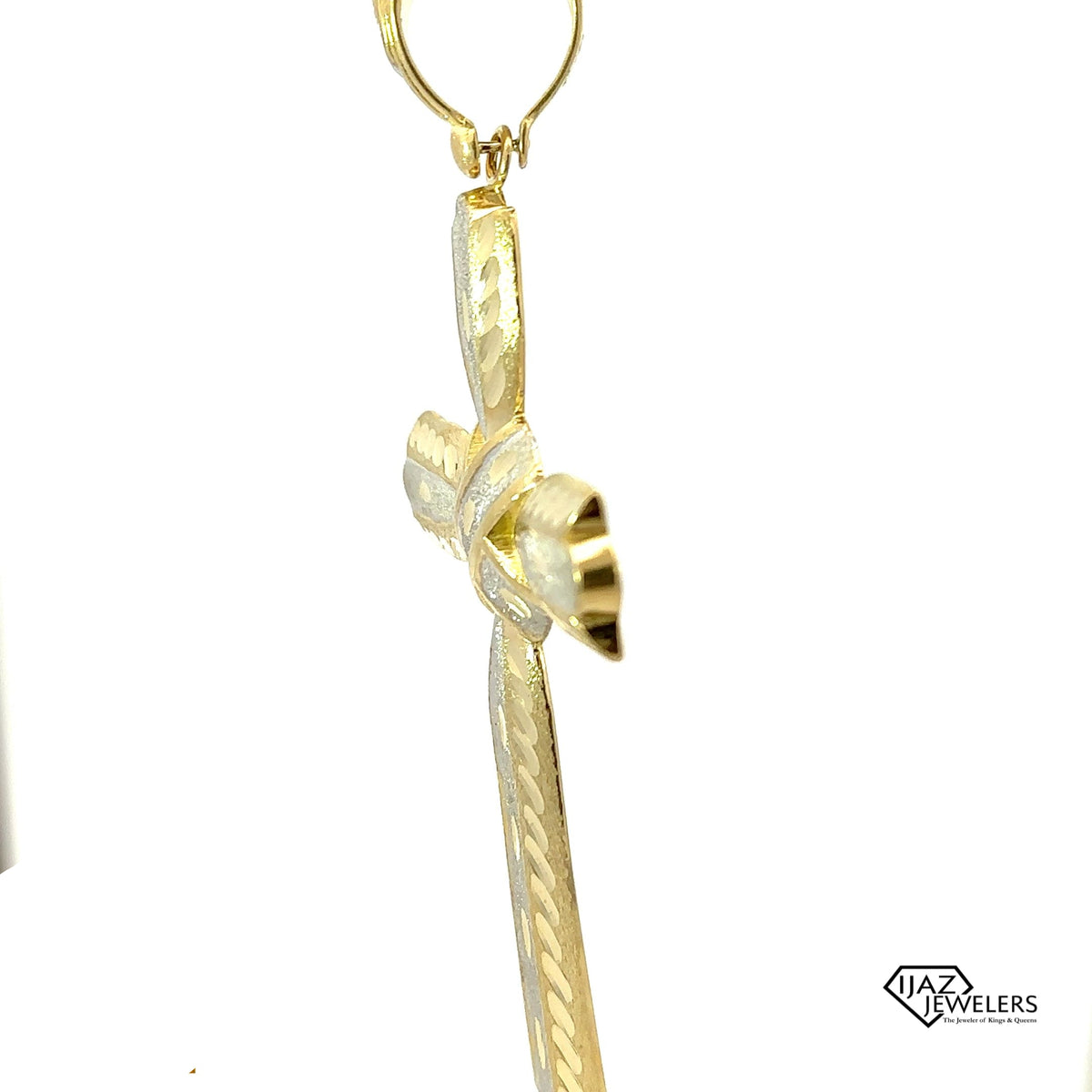 10K Gold Big Two Tone Diamond Dust Cross Charm – Ijaz Jewelers
