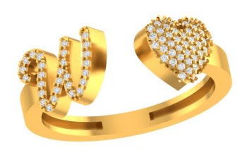 VS Diamonds & 10K Gold Initial W Heart Ring – Ijaz Jewelers