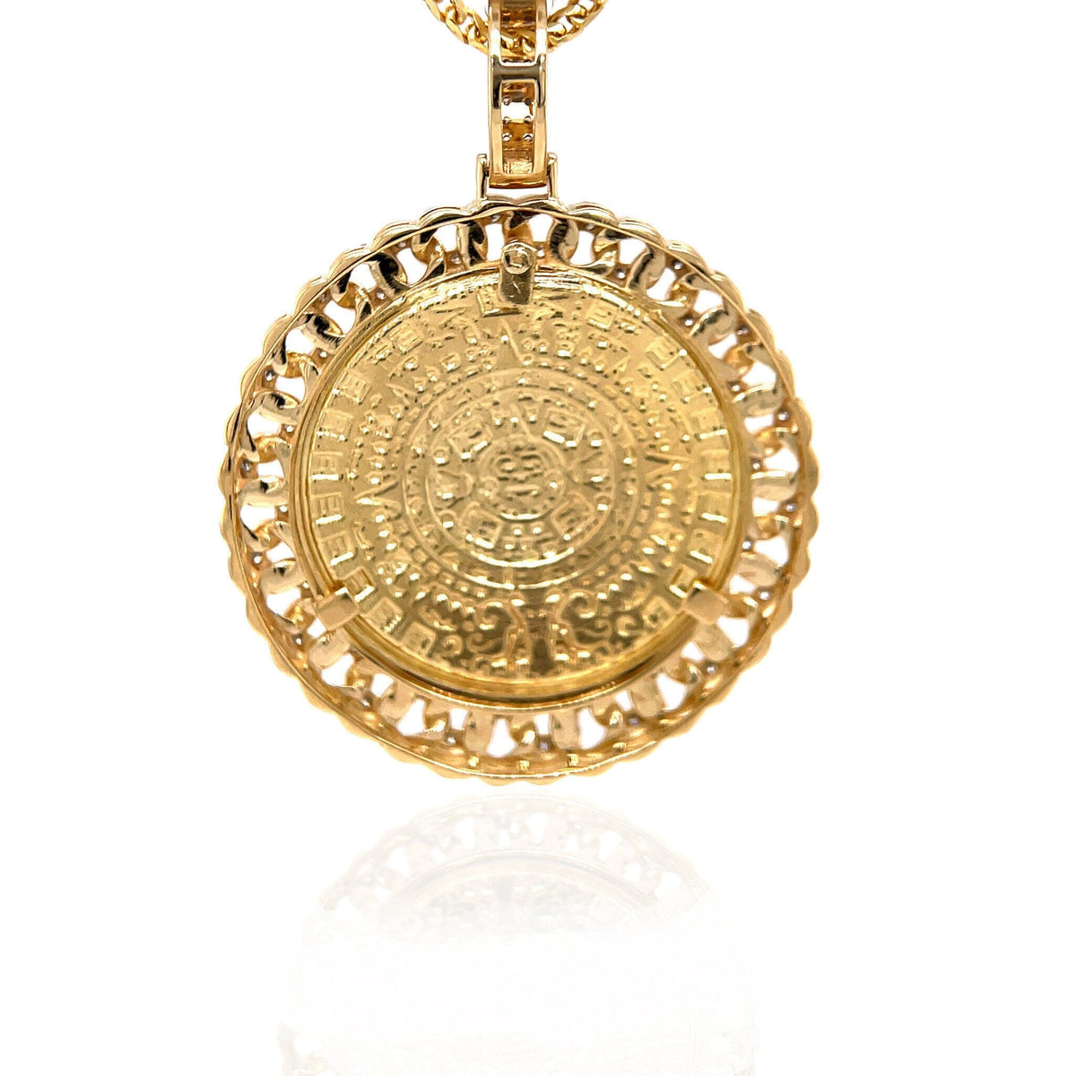 10k Gold and Diamond Aztec Calendar with Chino Link Bezel – Ijaz Jewelers