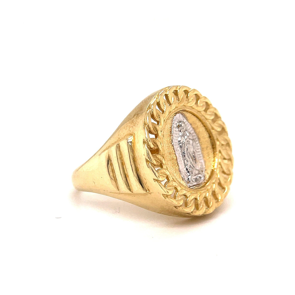 10k Gold 2-Tone Virgin Mary Cuban Design Ring – Ijaz Jewelers