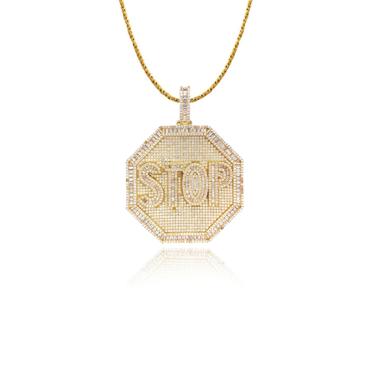 10k Yellow Gold Stop Sign Pendant – Ijaz Jewelers
